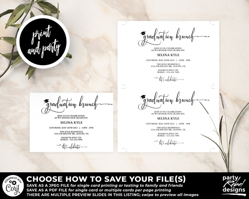 Graduation Brunch Invitation Template Graduation Party - Etsy