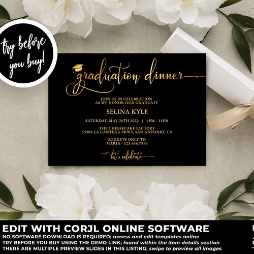 Printable Graduation Dinner Party Invitation Template Grad - Etsy