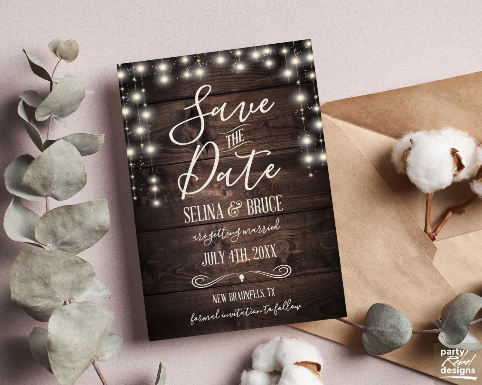 Rustic Wood Save the Date Invitation Editable Instant Download Template ...