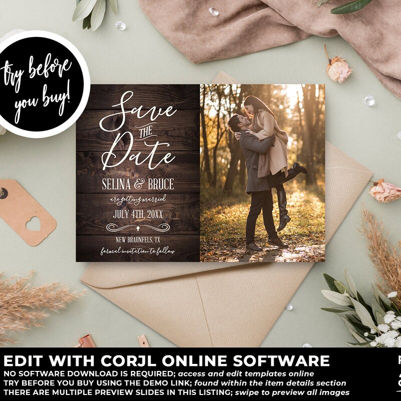 Rustic Save the Date - Etsy