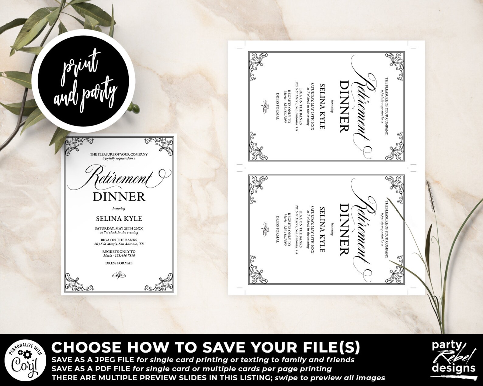 Retirement Dinner Invitation Printable Template Retirement - Etsy