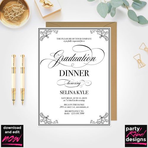 Printable Graduation Dinner Party Invitation Template Grad | Etsy