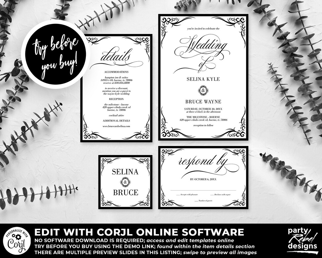 Vintage Gothic Wedding Invitations, Halloween Wedding, Goth Wedding ...