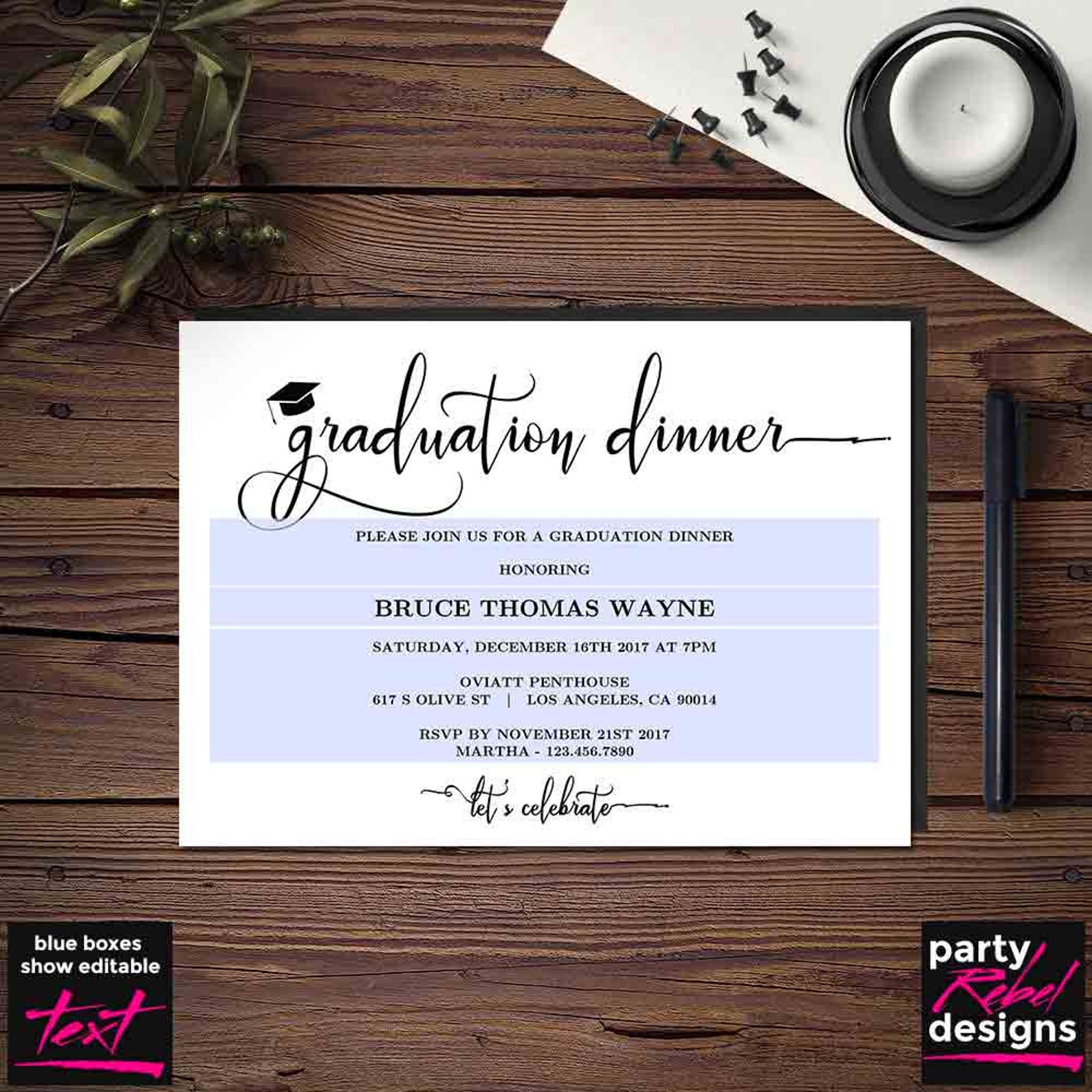 Printable Graduation Dinner Party Invitation Template Grad | Etsy