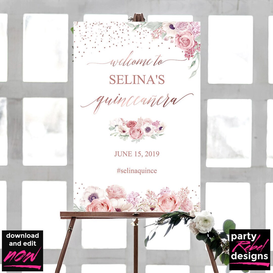 Quinceañera Welcome Sign Template, Quince Welcome Sign, Quinceanera ...