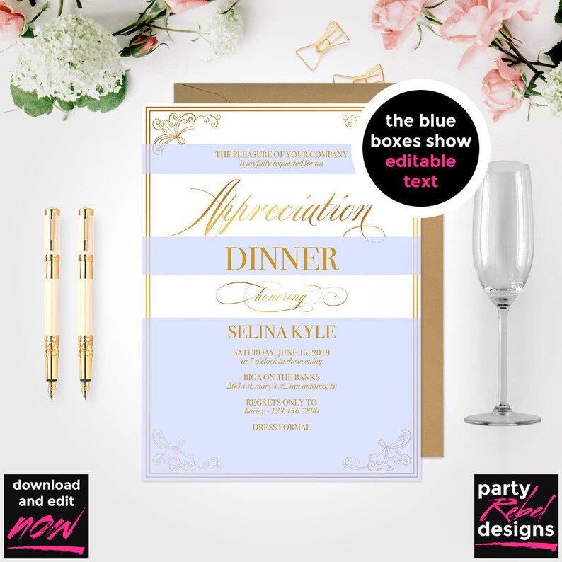 Appreciation Dinner Invitation Printable Template | Etsy