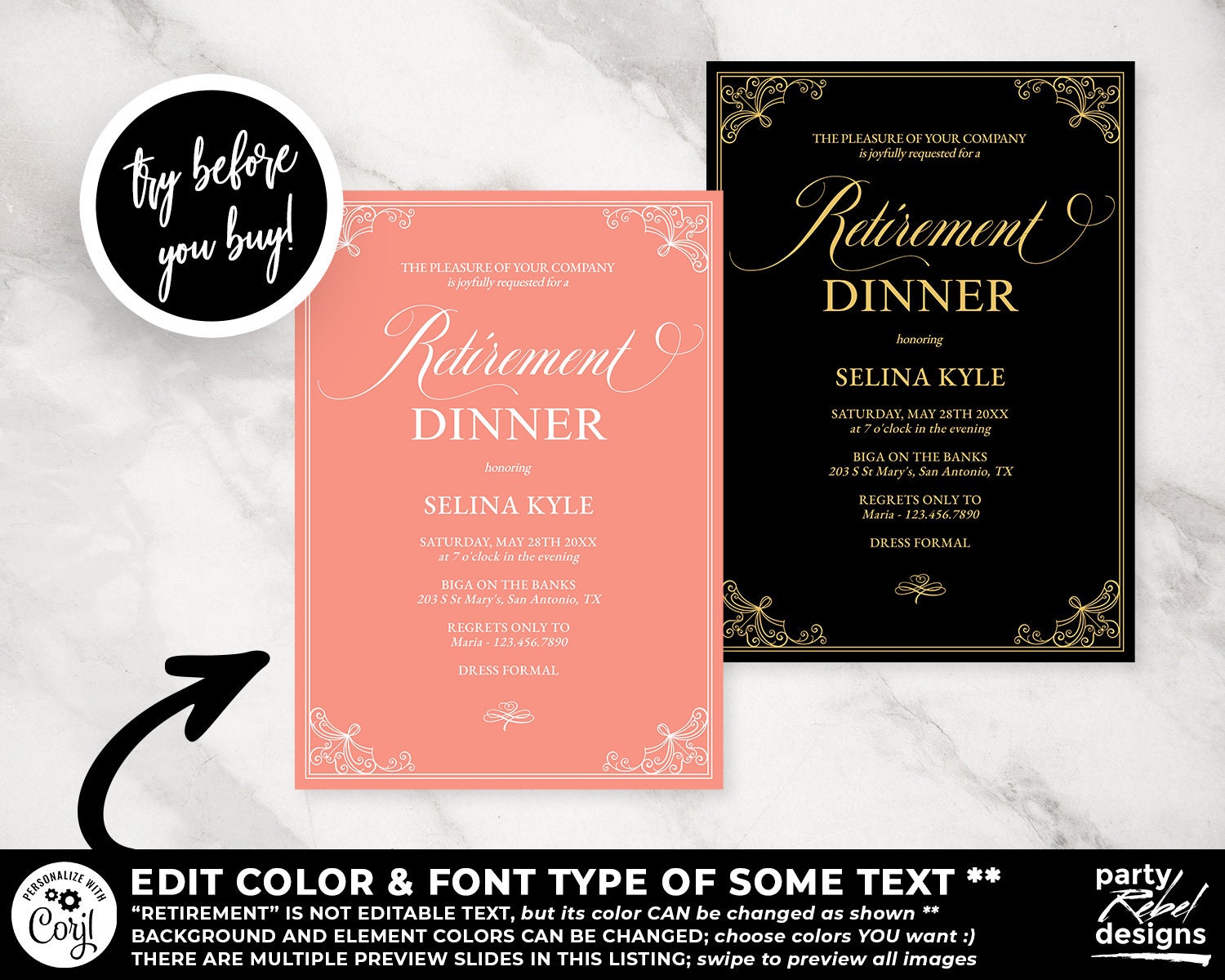Retirement Dinner Invitation Printable Template Retirement - Etsy