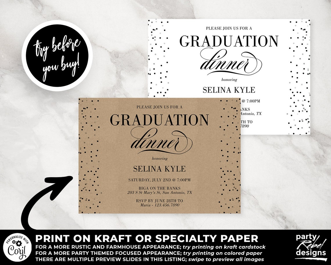 Graduation Dinner Party Invitation Template Graduation Dinner - Etsy