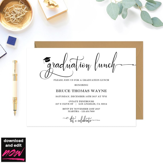 Graduation Lunch Party Invitation Template Graduation Instant | Etsy