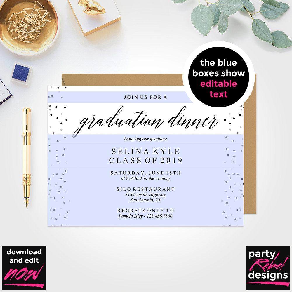 Graduation Dinner Party Invitation Template Graduation Dinner | Etsy
