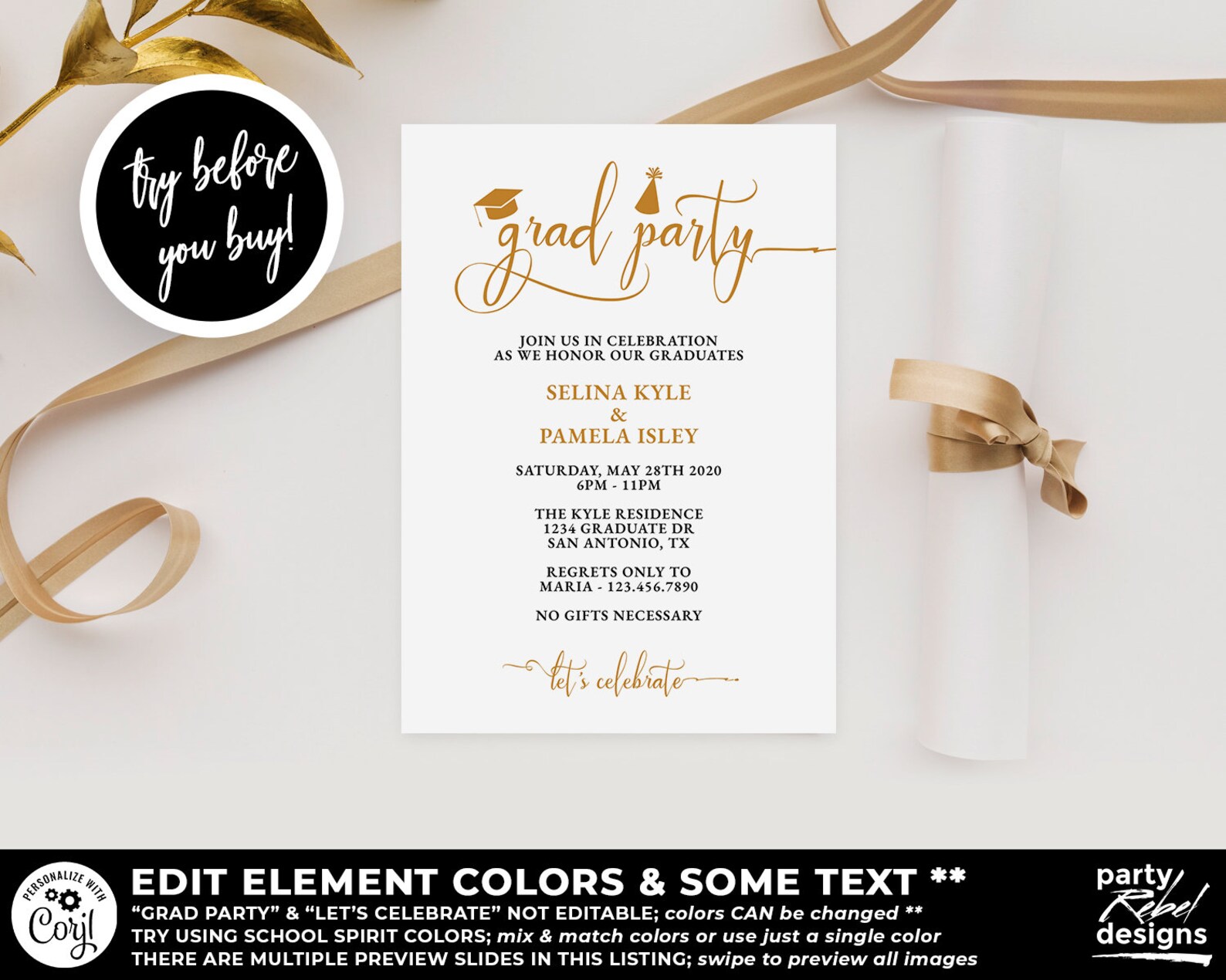 Printable Graduation Party Invitation Template, Grad Party, Graduation ...