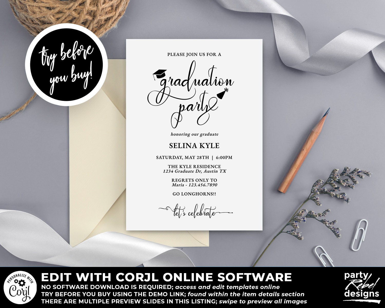 Printable Graduation Party Invitation Template Grad Party - Etsy