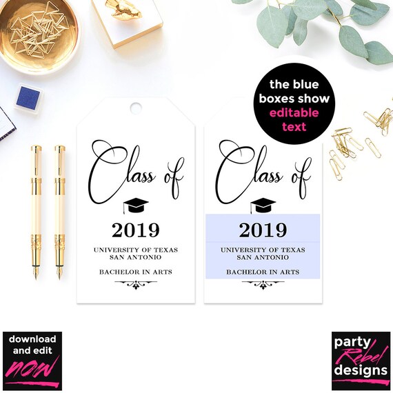 Graduation Tags Black Printable Graduation Tags Graduation | Etsy