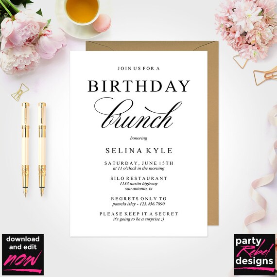 Birthday Brunch Invitation Instant Download Birthday Party Etsy Birthday Brunch Invitation Instant Download Birthday Party Etsy