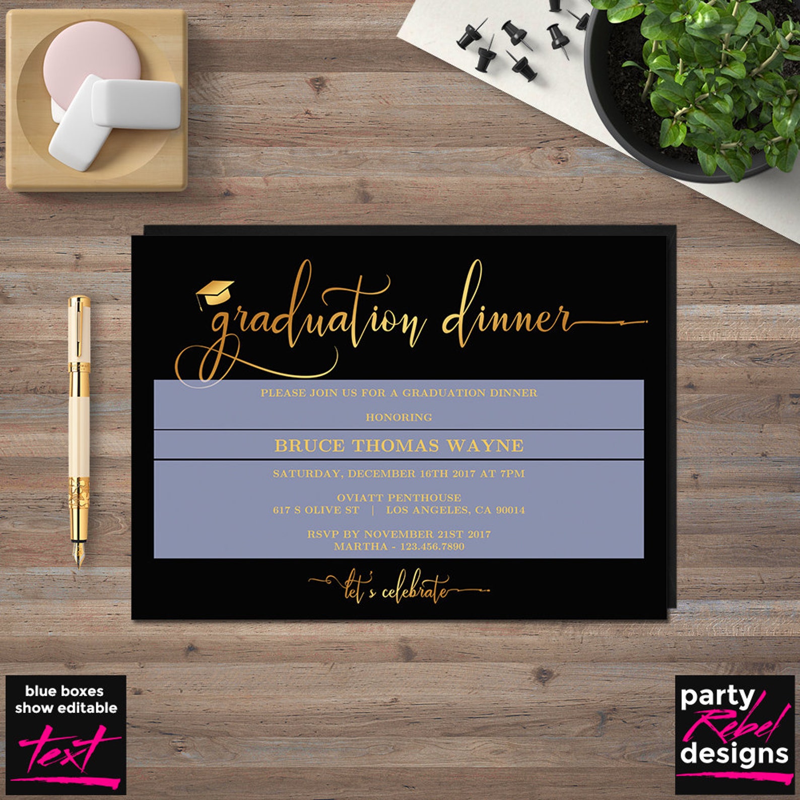 Graduation Dinner Invitation Template Printable Graduation - Etsy