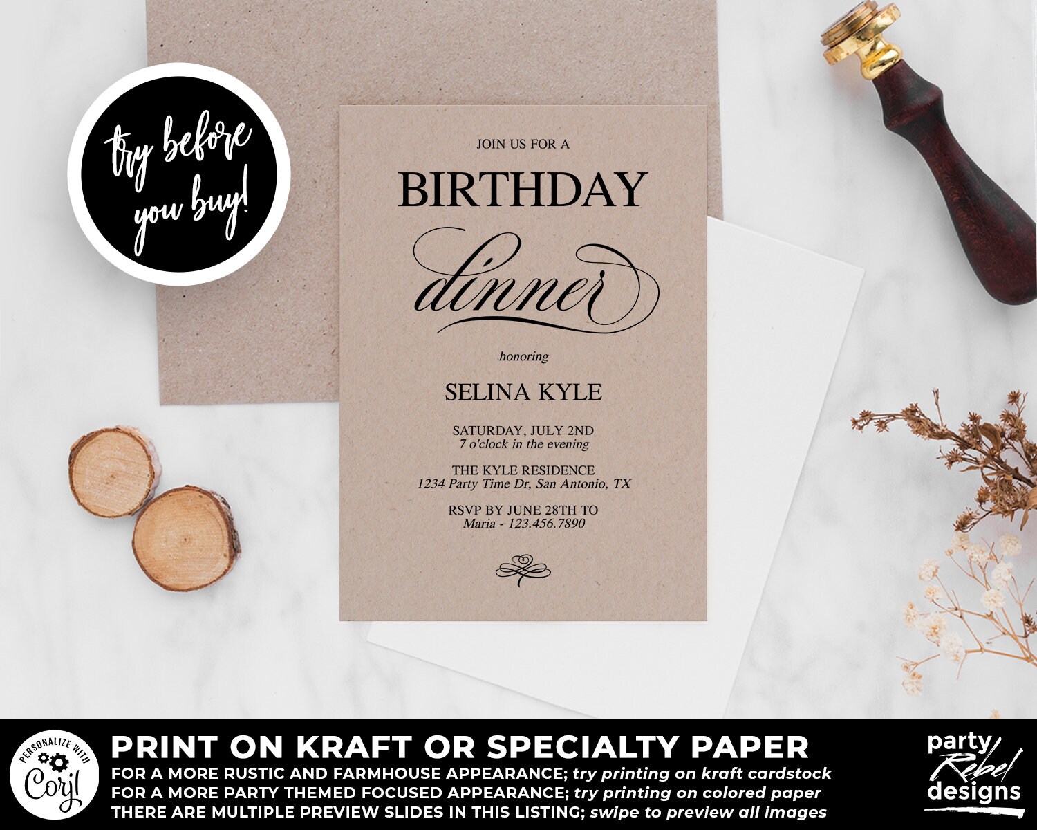 Birthday Dinner Party Invitation Instant Download Birthday - Etsy