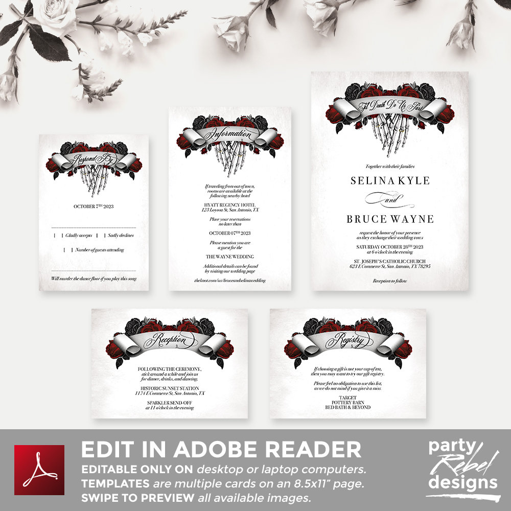 Vintage Gothic Wedding Invitation Halloween Wedding Rustic | Etsy