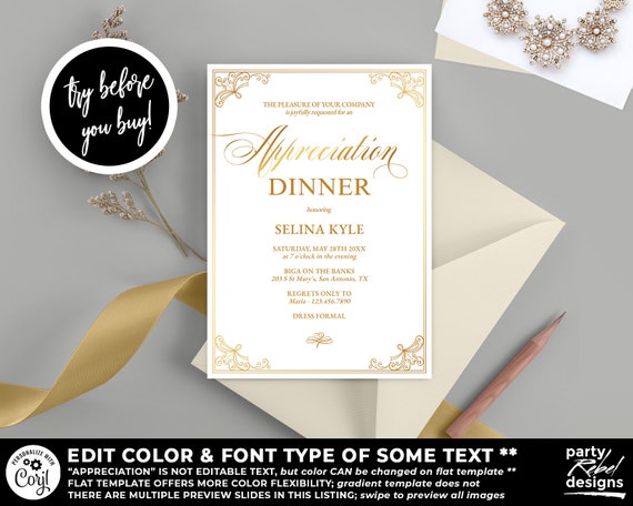 Printable Dinner Invitation Borders Art Deco Vintage Invitation