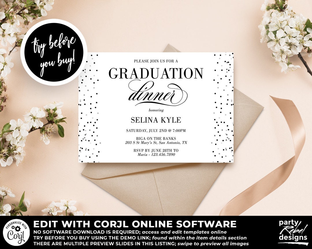 Graduation Dinner Party Invitation Template, Graduation Dinner ...