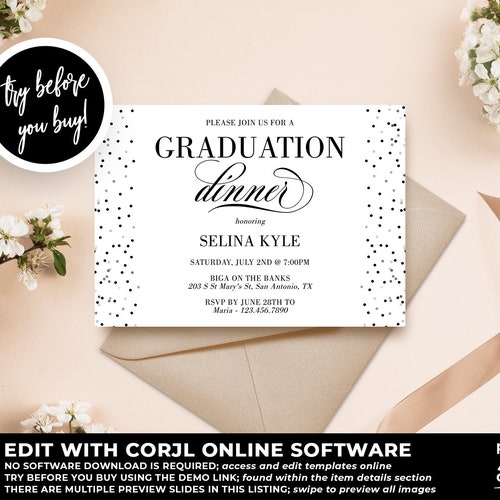 Printable Graduation Dinner Party Invitation Template Grad - Etsy
