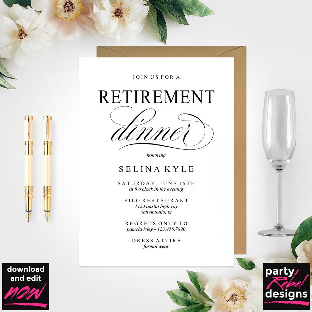 Retirement Dinner Invitation Printable Template Appreciation | Etsy