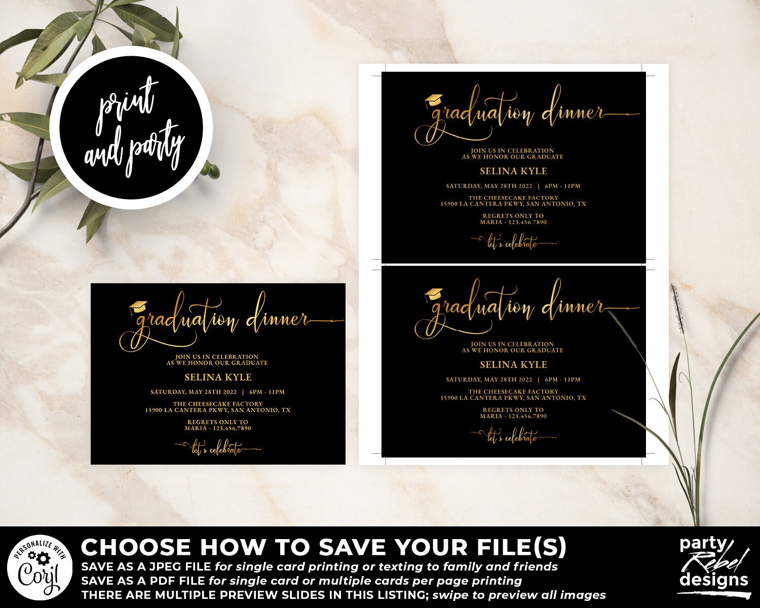 Graduation Dinner Invitation Template Printable Graduation - Etsy