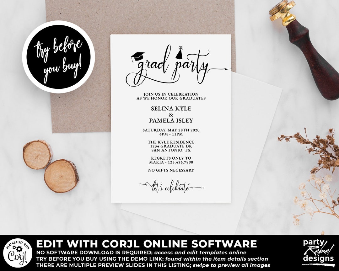 Printable Graduation Party Invitation Template, Grad Party, Graduation ...