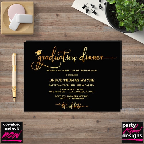 Printable Graduation Dinner Party Invitation Template Grad | Etsy