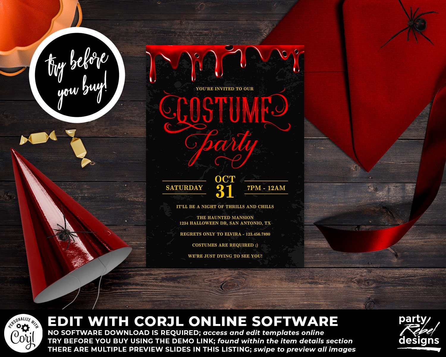 Halloween Costume Party Invitation Printable Halloween - Etsy