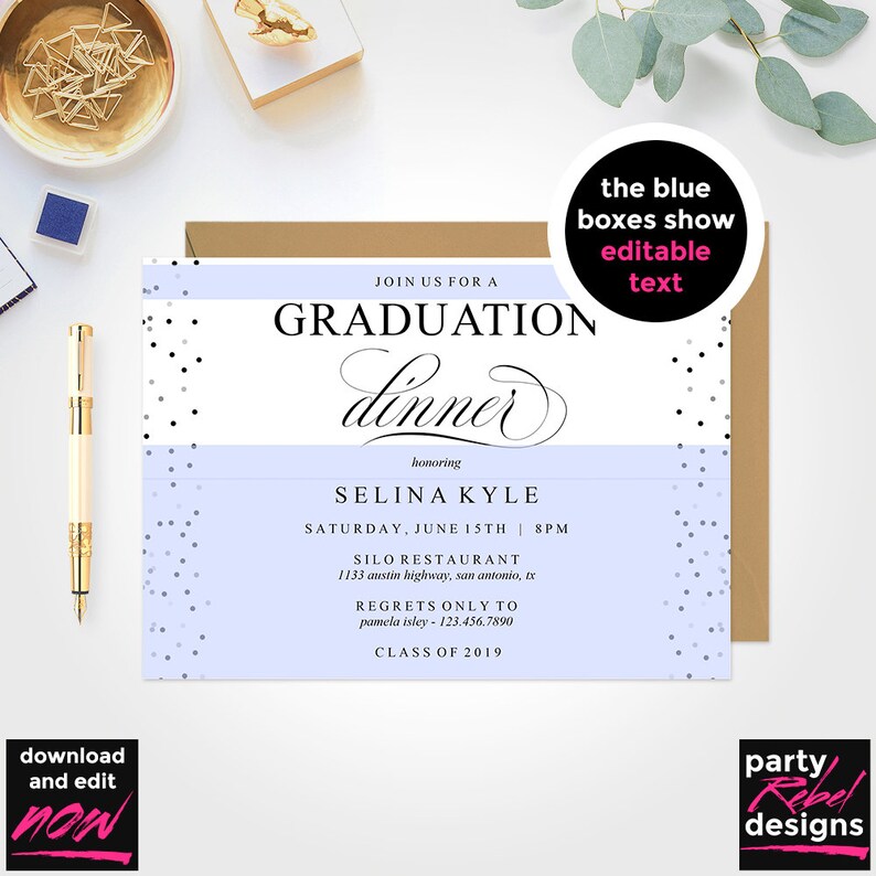 Graduation Dinner Party Invitation Template Graduation Dinner - Etsy
