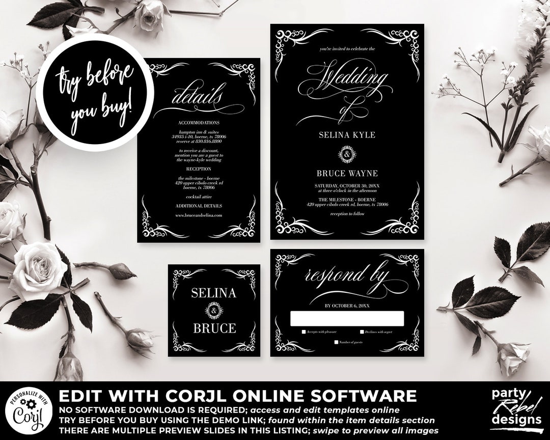 Vintage Gothic Wedding Invitations, Halloween Wedding, Goth Wedding ...