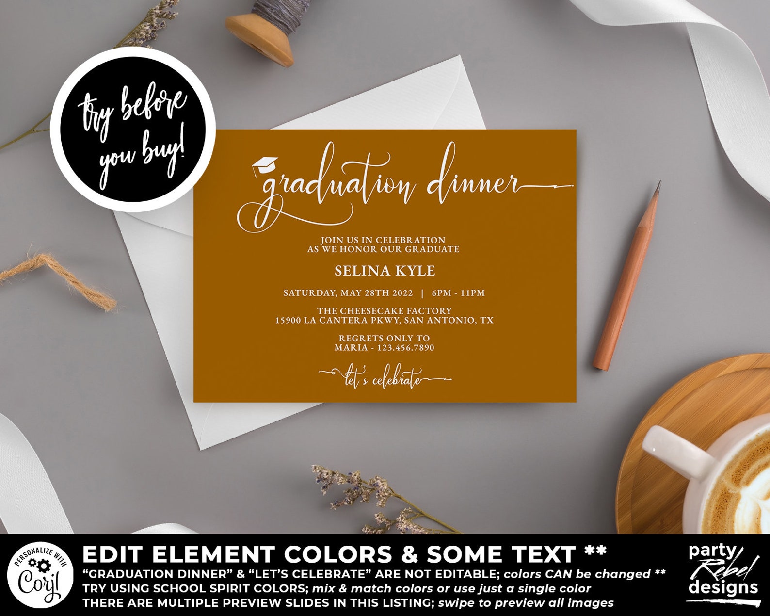 Printable Graduation Dinner Party Invitation Template Grad - Etsy