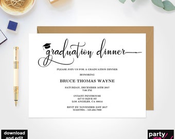Printable Graduation Dinner Party Invitation Template Grad | Etsy