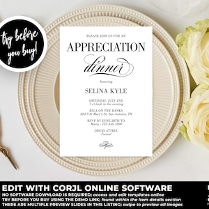 Appreciation Dinner Invitation Template, Appreciation Party Invitation ...
