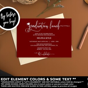 Graduation Lunch Party Invitation Template, Graduation Instant Download ...