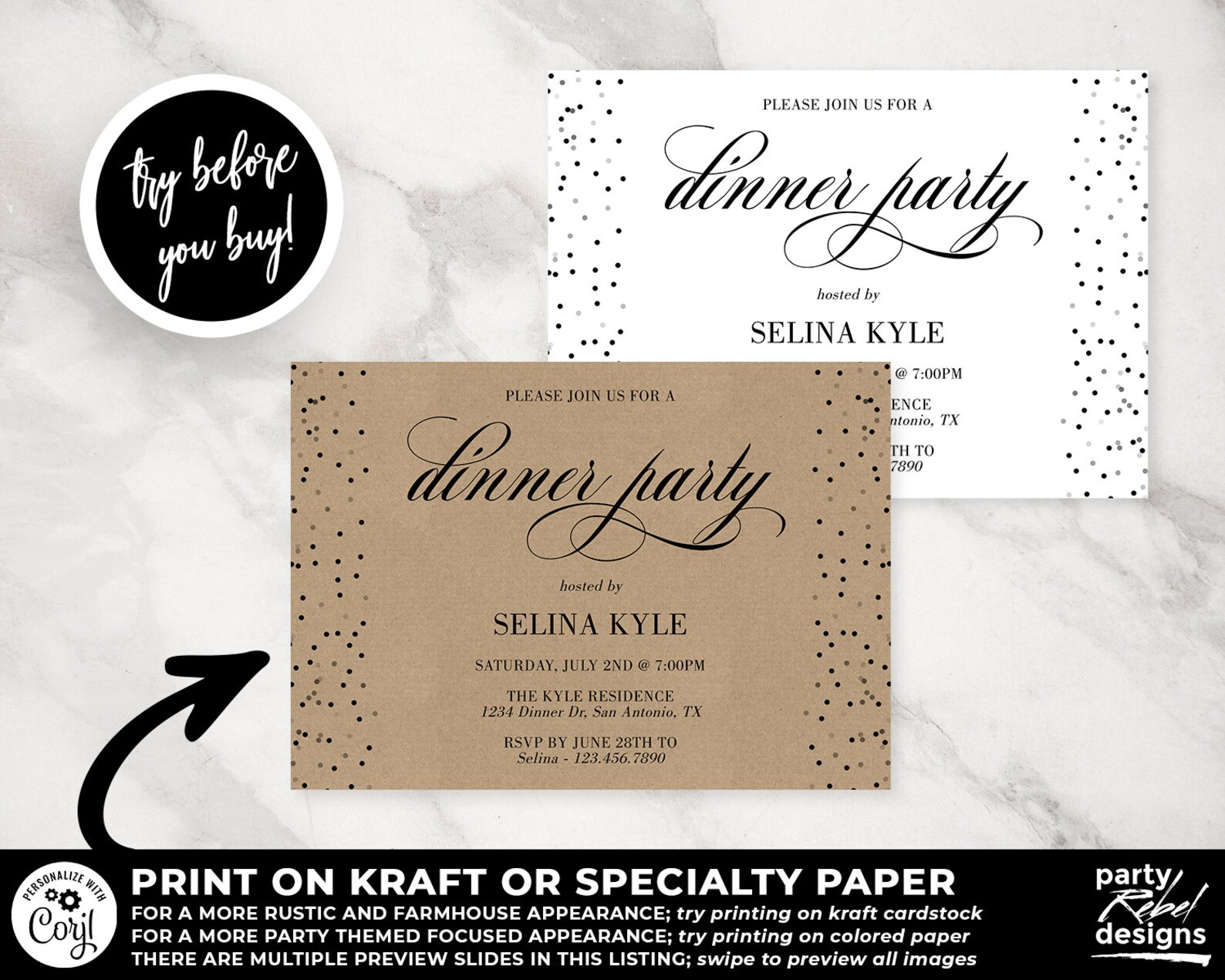 Dinner Party Invitation Template Printable Birthday Dinner - Etsy