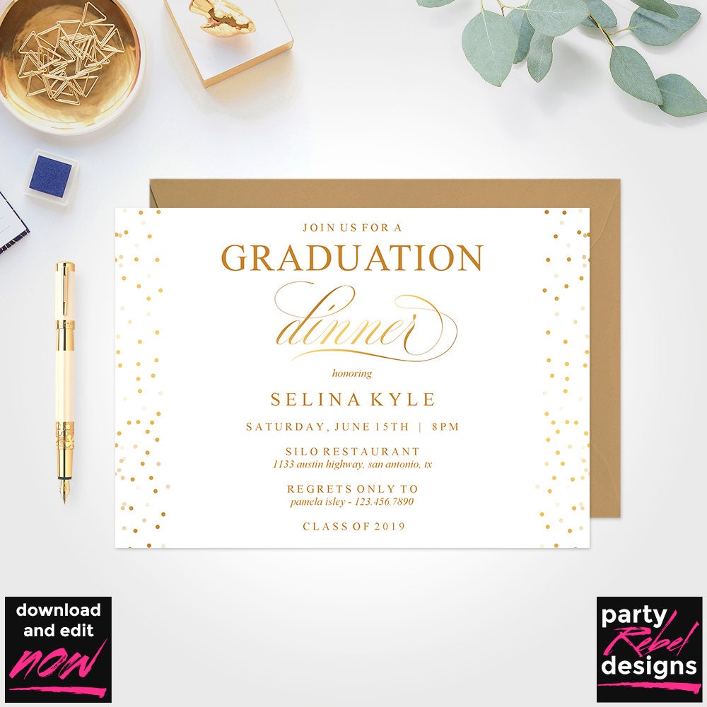 Graduation Dinner Party Invitation Template Graduation Dinner | Etsy