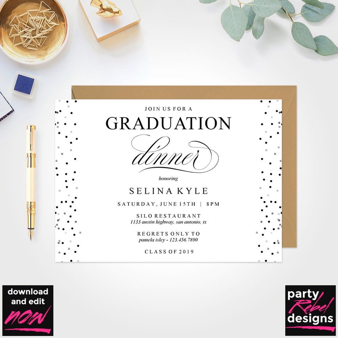 Graduation Dinner Party Invitation Template Graduation Dinner - Etsy