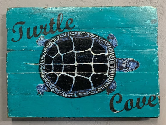 Turtle Sign turtle tortoise distressed sign beach sign | Etsy