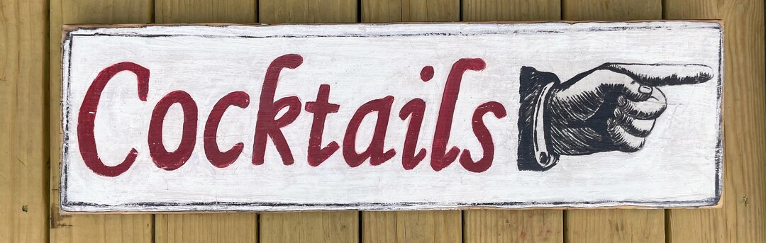 WOOD Sign Vintage Cocktails Sign Lake House Decor Cottage Rec Room Man ...