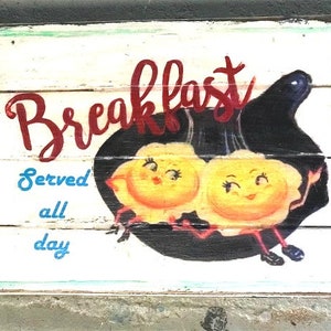 WOOD SIGN Vintage Breakfast Sign: Diner Kitchen Decor, Egg Art - Etsy