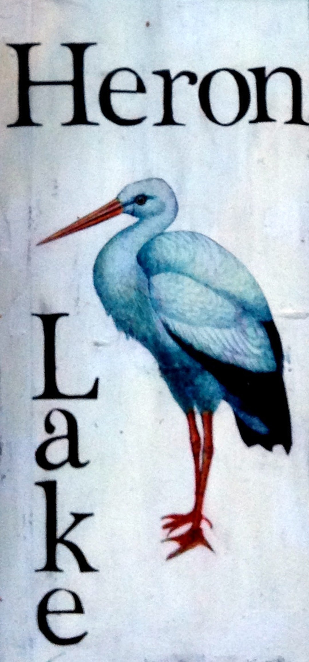 WOOD SIGN Vintage Lake Sign Heron Lake Sign Sign Heron Egret Cabin Sign ...