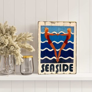 WOOD SIGN Vintage Signsynchronized Swim Bathing Cap Beach Sign Seaside ...