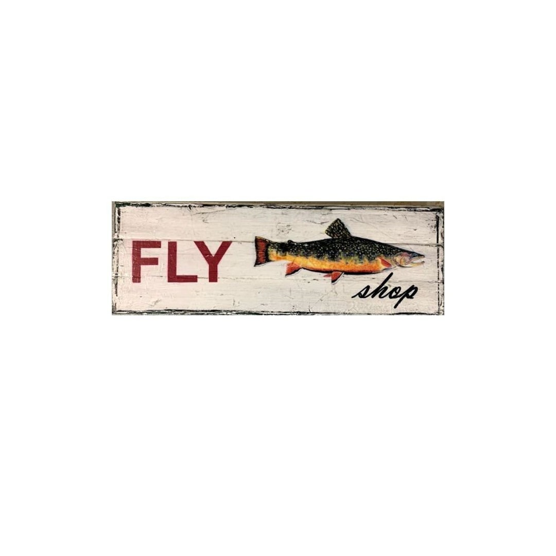 WOOD SIGN Vintage Fly Fishing Sign Rustic Fly Shop Sign Wood Sign ...