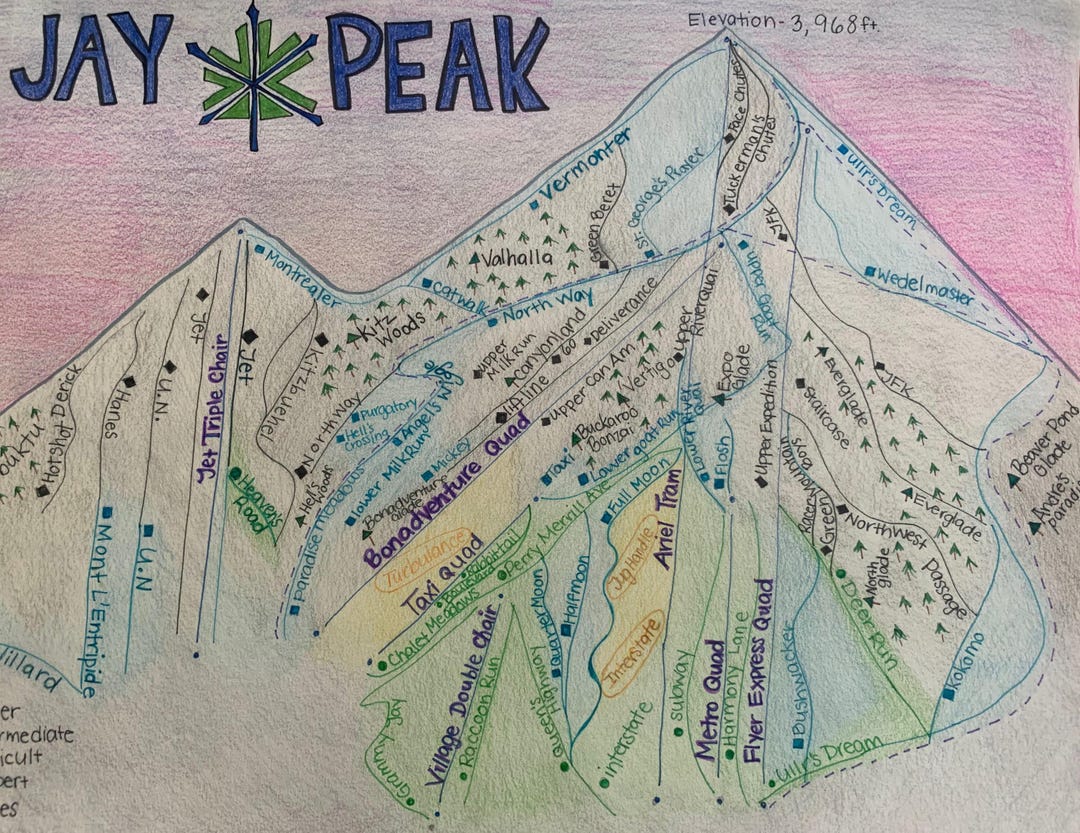 Jay Peak Mountain Map - Etsy