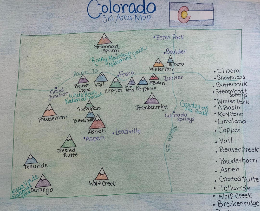Colorado Mountain Map - Etsy