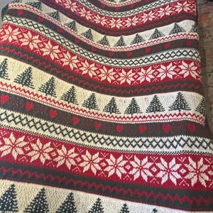 Christmas Throw Blanket, Hand Knit Fair Isle Design, Double Side Throw ...