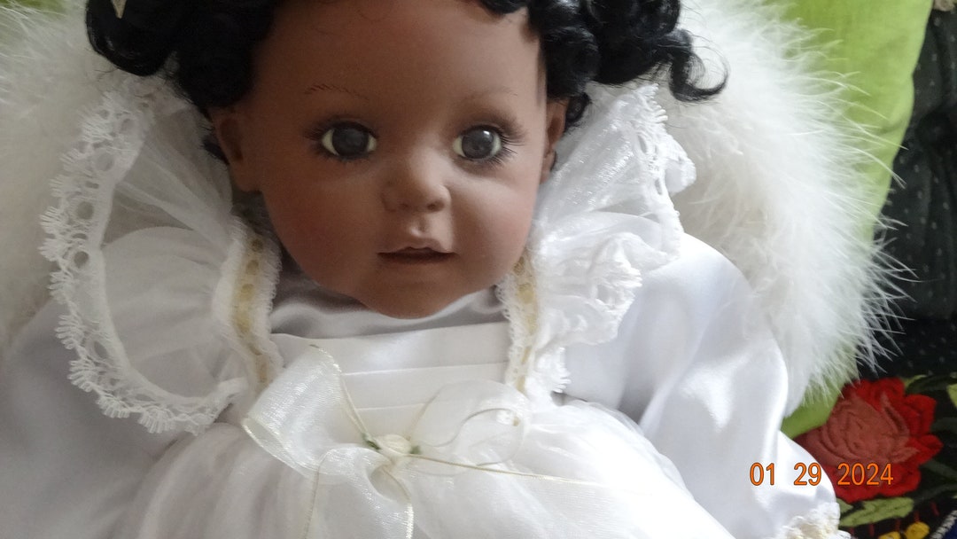 Angel Doll, 15inch Bisque, Black,wings Made of Feathers, Lovely Outfit ...