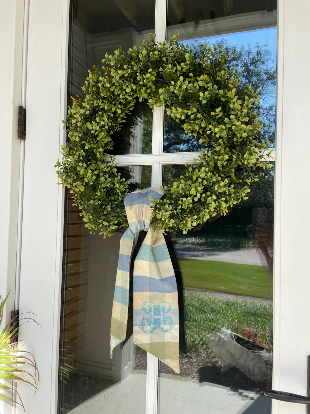 Monogrammed Wreath Sash | Indoor Outdoor Door Decor | Preppy Home ...