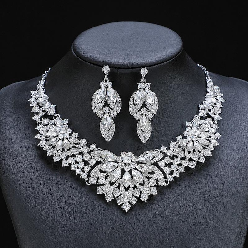 Silver Tiara & Necklace Set for Quinceañera, Wedding, Birthday, Ball ...
